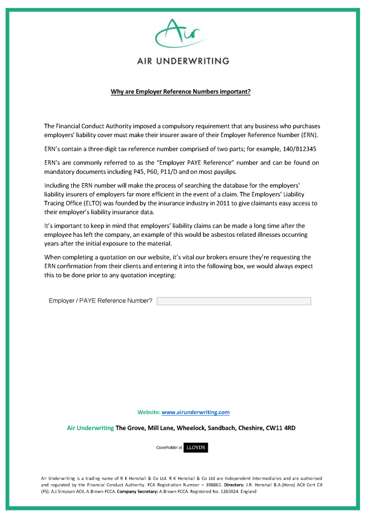 Why Are Employer Reference Numbers Important Air Underwriting